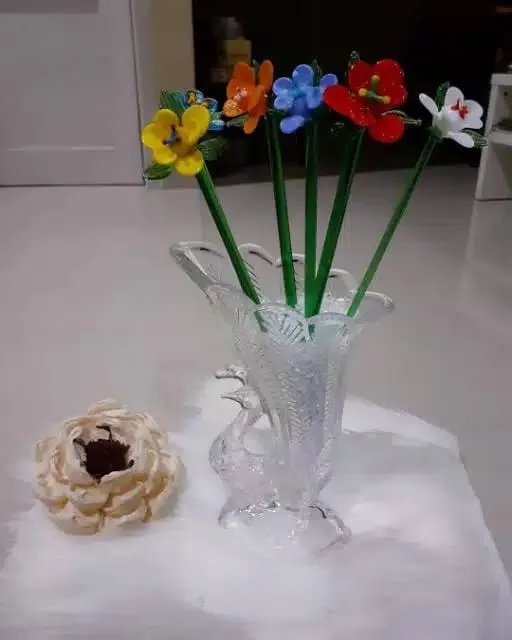 Bunga lidi kristal 1set Bunga 1 lusin, Pasir 400Gr dan Vas kristal ...