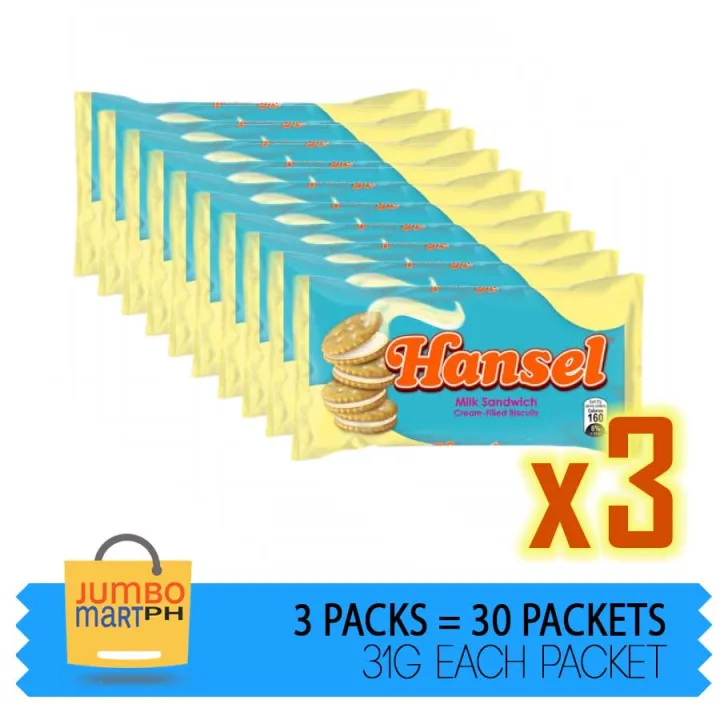HANSEL MILK SANDWICH 3 PACKS X 10PCS / 31G EACH PC. | Lazada PH