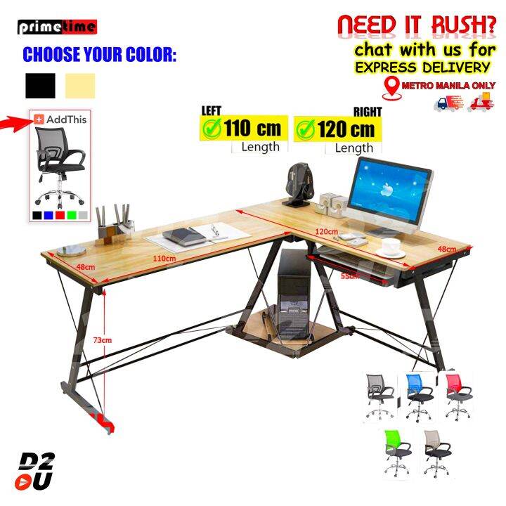 Primetime Minimalist L-Shape Computer Table | Lazada PH