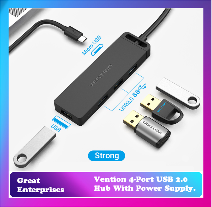 Vention 4-Port USB 2.0 Hub With Power Supply. | Lazada PH