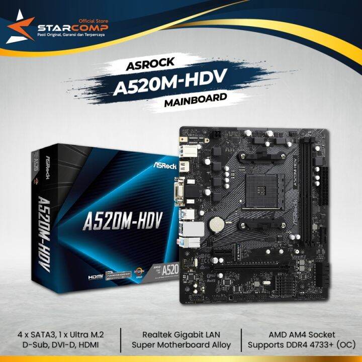 ASROCK A520M-HDV Motherboard AMD AM4 DDR4 A520 | Lazada Indonesia