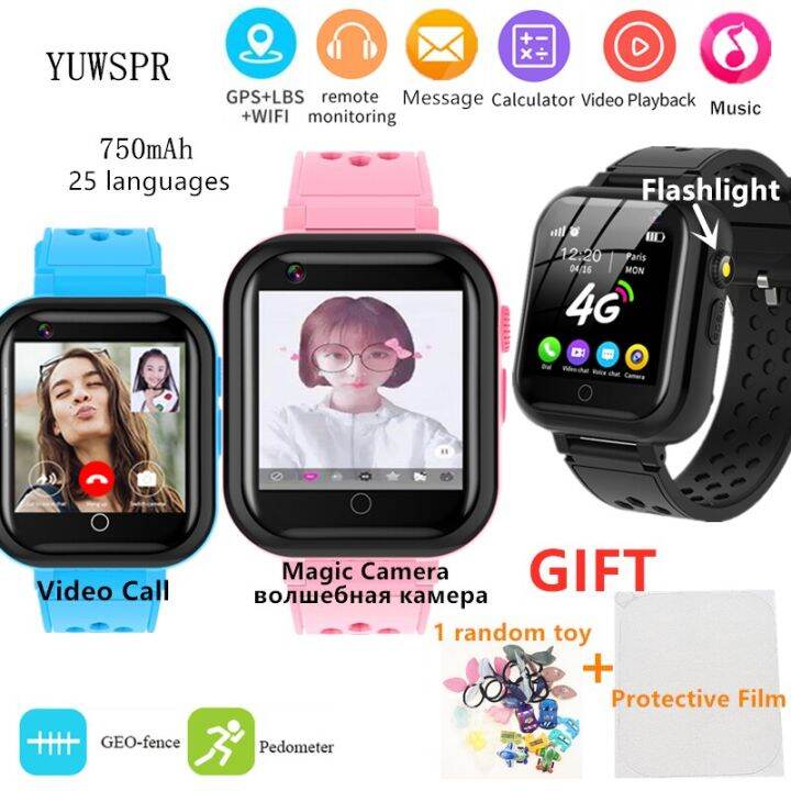 4G Kids Smart Phone Watches Magic Camera Flashcards Flashlight Video ...