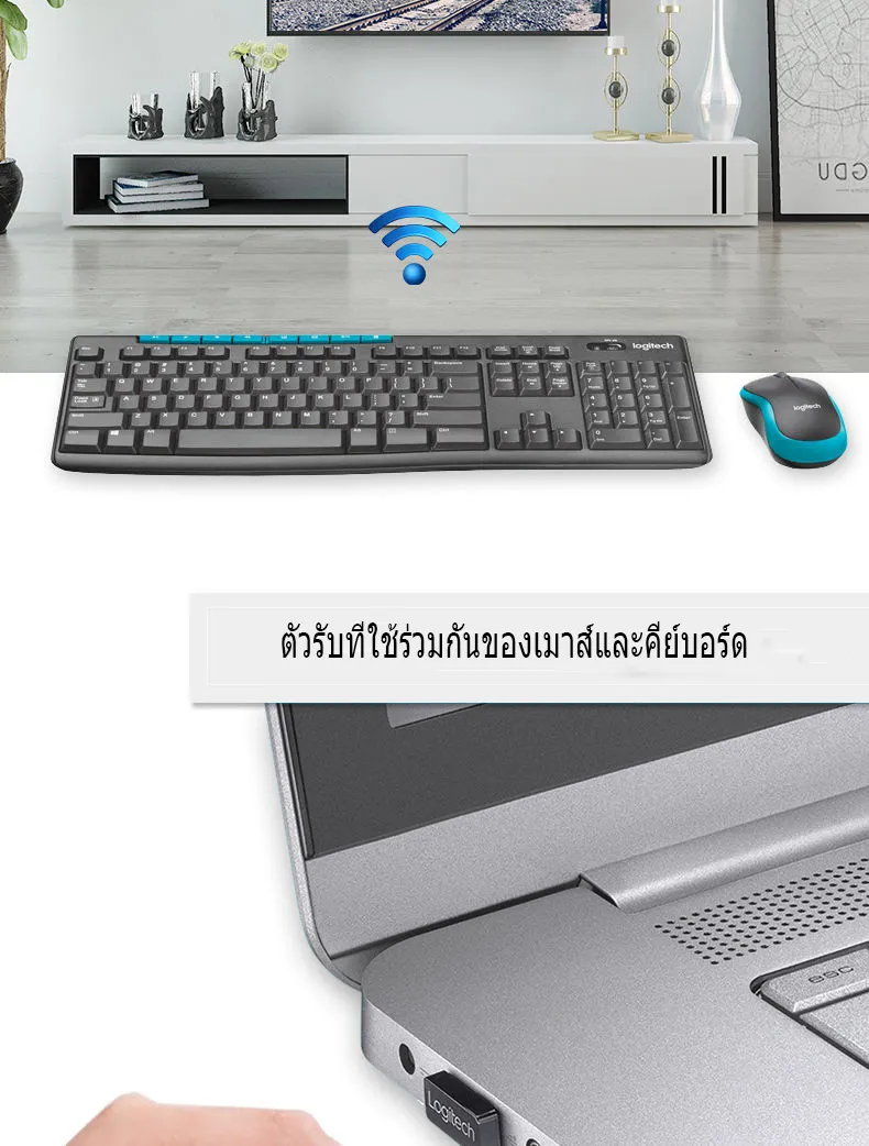 Logitech Wireless Keyboard and Mouse Model MK275 Thai/English keyboard ...