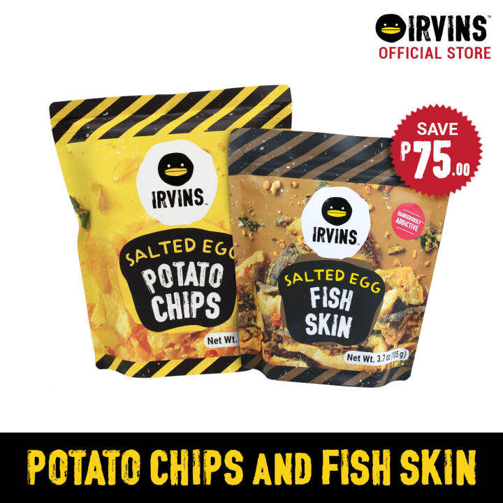 IRVINS Salted Egg Potato Chips Big Bag and Fish Skin Small Bag Bundle ...