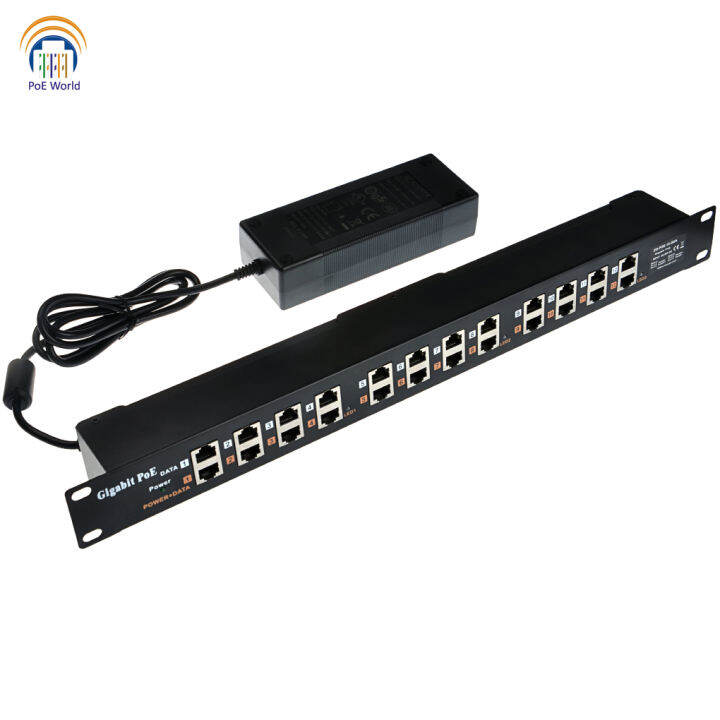 PoE World GPOE-12-48V120W 12-Port Gigabit Passive Rack Mount PoE ...