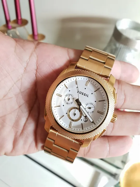 Authentic Fossil FS5193 Machine Chronograph Gold-Tone Steel Men's Watch ...