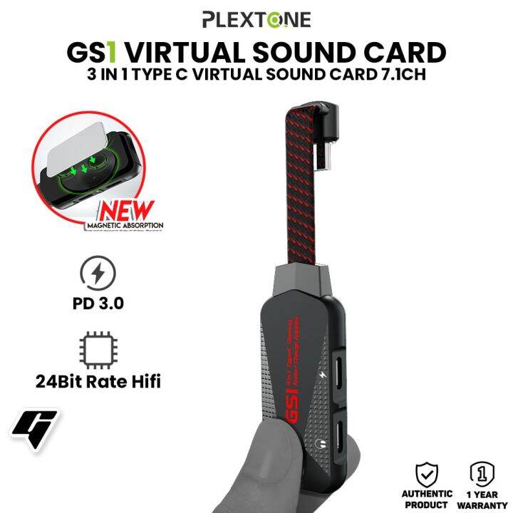 Plextone GS1 Virtual Sound Card 3 in 1 Type C 7.1CH 24Bit Rate High Fidelity Sound Quality ...