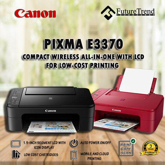 Canon E3370 Pixma 3 in1 (Print,Scan,Copy) Wireless Printer | Lazada