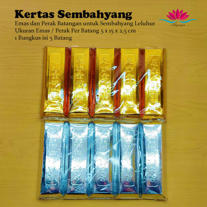 Emas dan Perak Batangan Untuk Sembahyang Leluhur Cheng Beng | Lazada ...