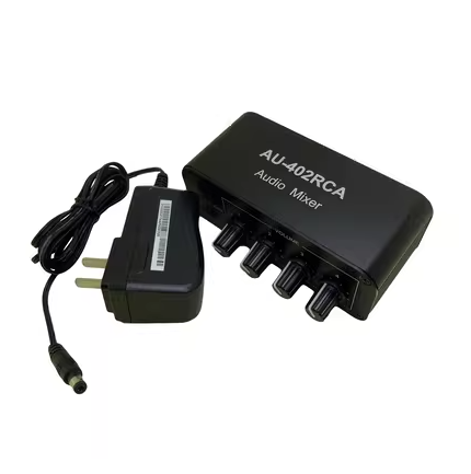 AU-402RCA 12V stereo audio mixing distributor signal selector switch 4 inputs 2 outputs RCA ...