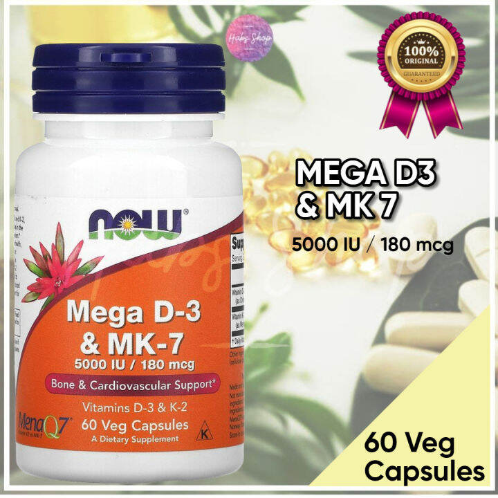NOW Foods, Mega D-3 & MK-7, 180 mcg (5,000 IU), 60 Veg Capsules | Lazada PH