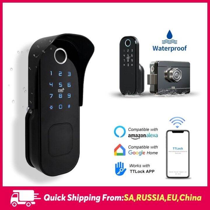 Fingerprint Door Lock Waterproof Outdoor Gate Bluetooth TT Lock App ...