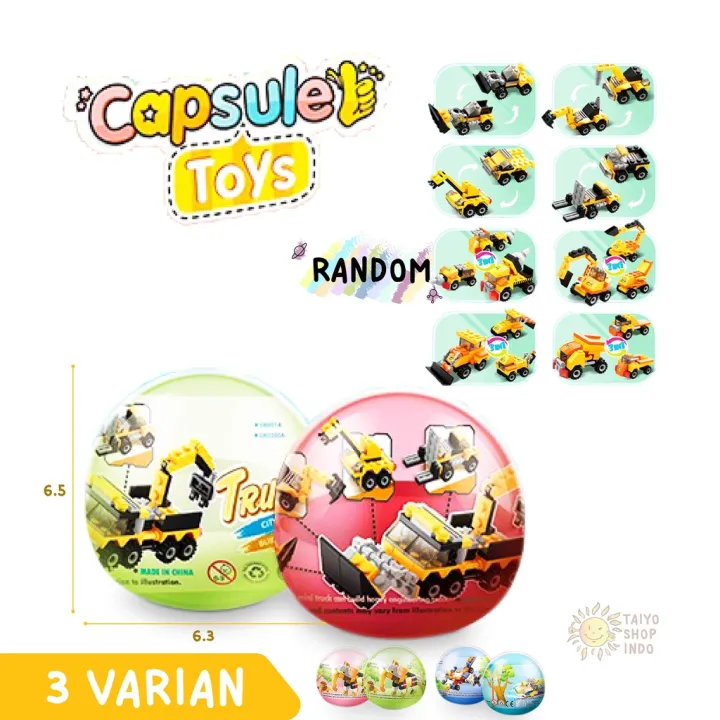 TAIYO Mainan Anak Capsule Toys Kapsul Car mobil Hewan Rakit Lego DIY ...