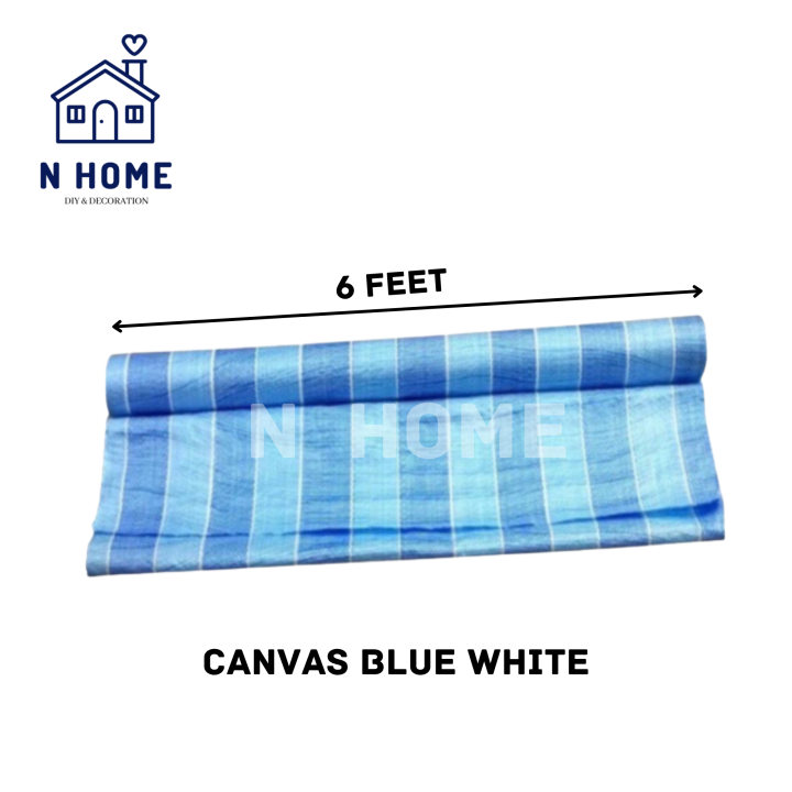 1 meter Canvas Blue & White / Kanvas Biru & Putih / Kain Kalis Air (By ...