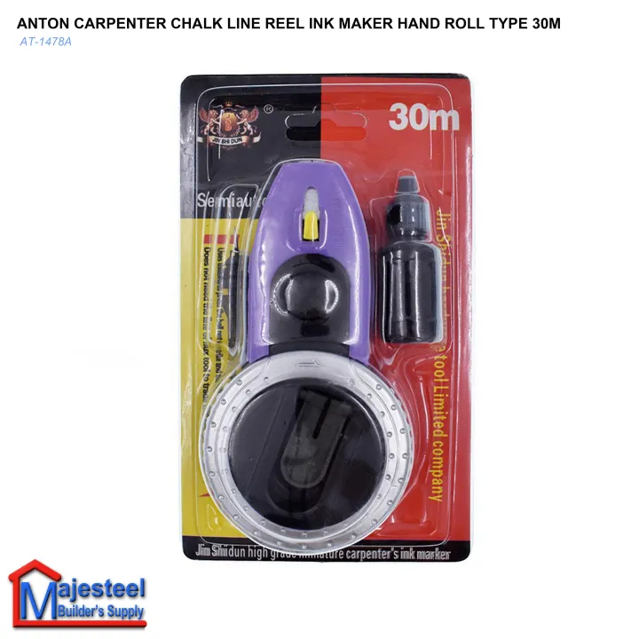 ANTON Carpenter Chalk Line Reel INK Makeer Hand Roll Type 30m ...