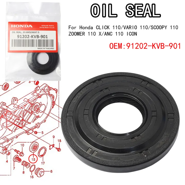 Genuine Oil Seal 91202-KVB-901 - Honda Beat Fi V1 V2 V3 Carb (CrankShaft) ZoomerX ScoopyFi Carb ...