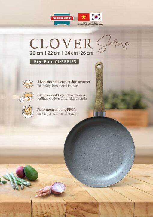 Fry Pan Marble 22 cm Clover (CL22) Sunhouse | Lazada Indonesia