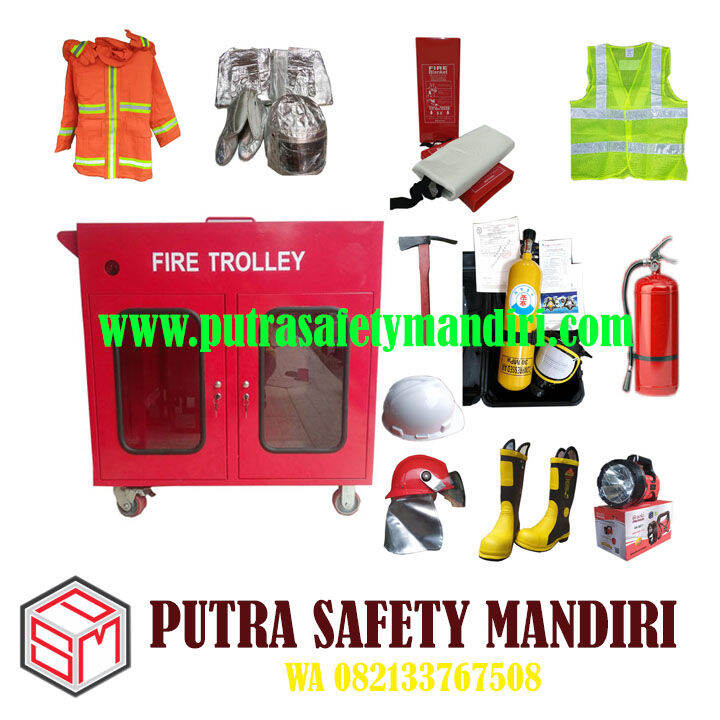 FIRE TROLLEY SAFETY TROLI FULLSETS CABINET DORONG PERALATAN PEMADAM ...