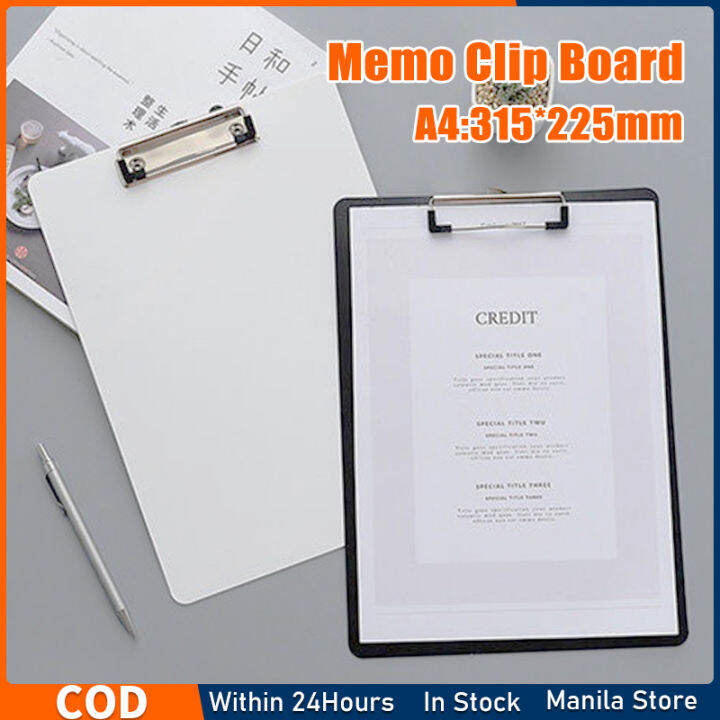 A4 Clip Board File Folder Portable Plastic Memo Clip Board With Stainless Steel Low Profile Clip ...