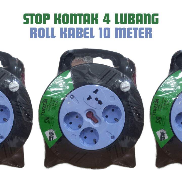ROLL KABEL 10m TOFUDA TERMINAL LISTRIK 4 LUBANG MULTI KABEL ROLL 10m ...