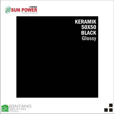 KERAMIK SUN POWER HITAM POLOS 50x50 GLOSSY | Lazada Indonesia