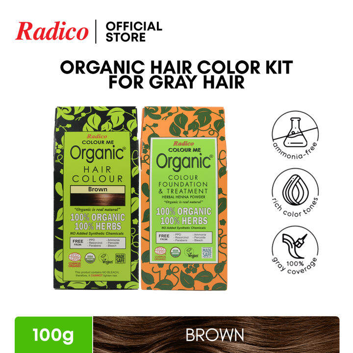 Radico Organic Hair Color Gray Hair Kit | Lazada PH