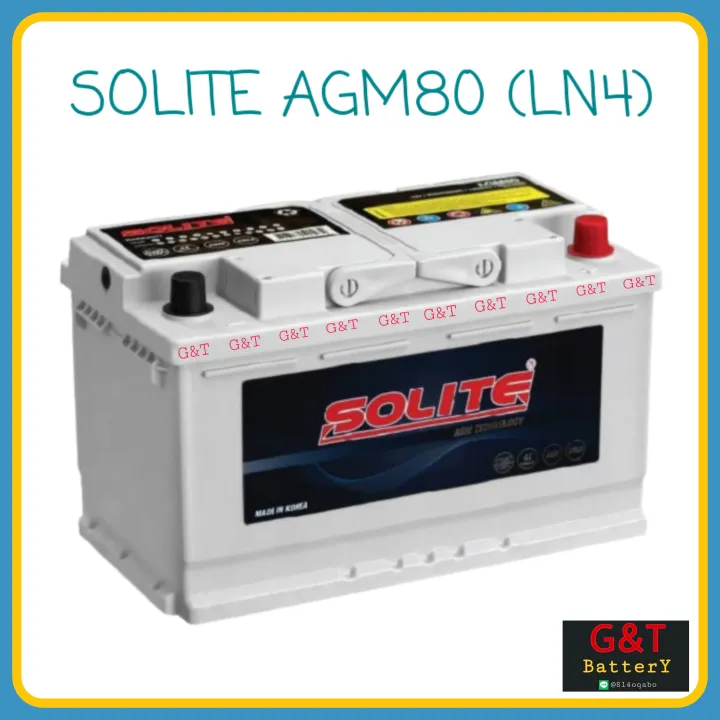 SOLITE AGM80 (LN4) แบตเตอรี่รถยนต์ โซไลท์ 80Ah รองรับระบบ ISS แบตแห้ง แบตขั้วจม แบตรถยุโรป ...