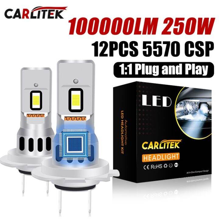 H7 Led Canbus 6000K 100000LM 250W Car Headlight Bulb Mini 1:1 Halogen ...