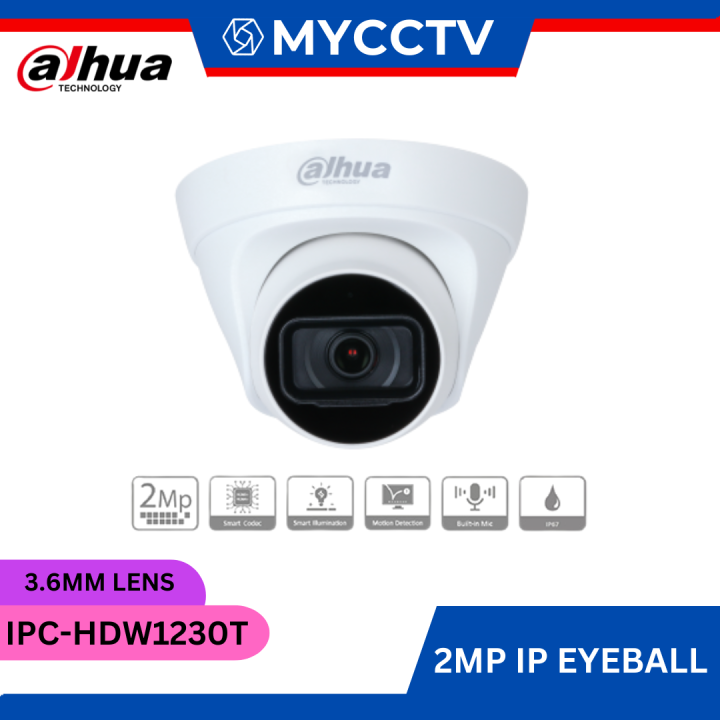 DAHUA CCTV Network 2MP IR Fixed Lens 1080 Full HD IP Indoor Eyeball Camera IPC-HDW1230T1-S5 | Lazada
