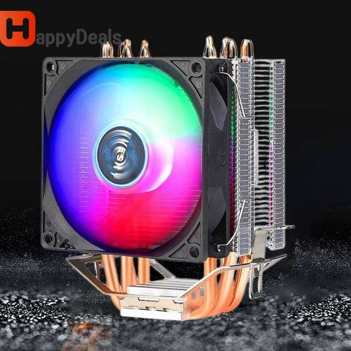 CPU Cooler 2 4 Heat Pipes PC Radiator Cooling 3PIN PWM Silent Rgb Fan ...