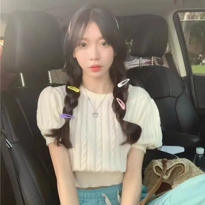 tichada E238เสื้อยืด เสื้อไหมพรมแขนสั้นโชว์หลังเซ็กซี่ สินค้าผ้านิ่มสไตร์เกาหลี (สินค้าพร้อมส่ง ...