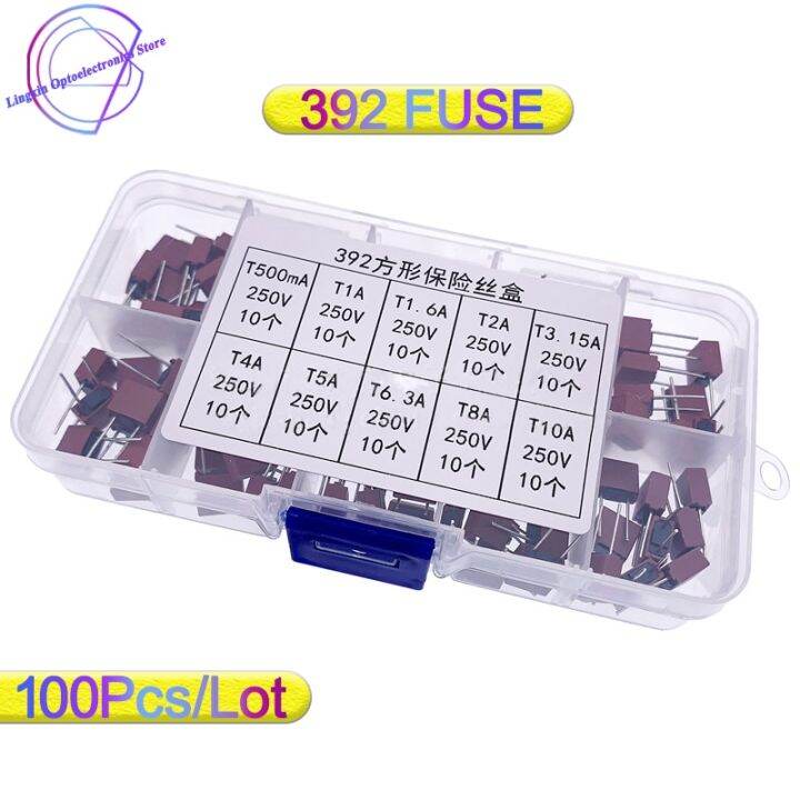 Fuses 100Pcs/Lot 392 Square Fuse Package Mixed Box 8*4MM T500ma T1A T1 ...