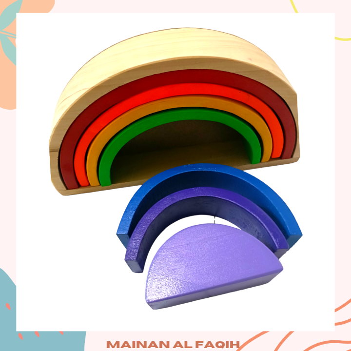 Mainan Edukatif / Susun Balok Pelangi / Mainan Kayu Edukatif / Mainan ...
