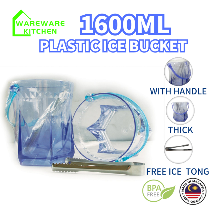 1600ml Plastic Ice Bucket with Handle and Ice Tong Tong Ais Plastik dan ...