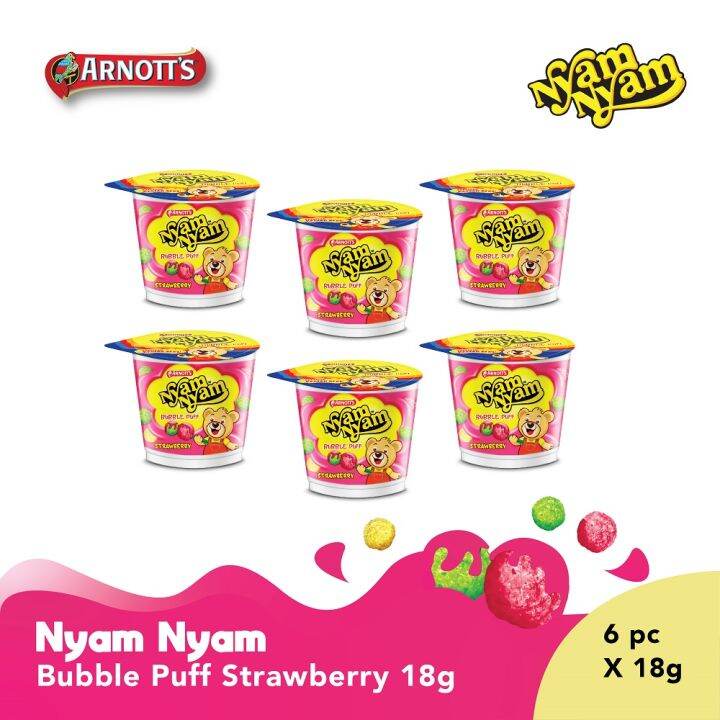 Nyam Nyam Bubble Puff Strawberry 18g X6 Lazada Indonesia