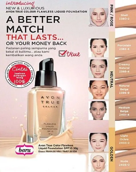 Avon True Color Flawless Liquid Foundation SPF15 - Porceline | Lazada