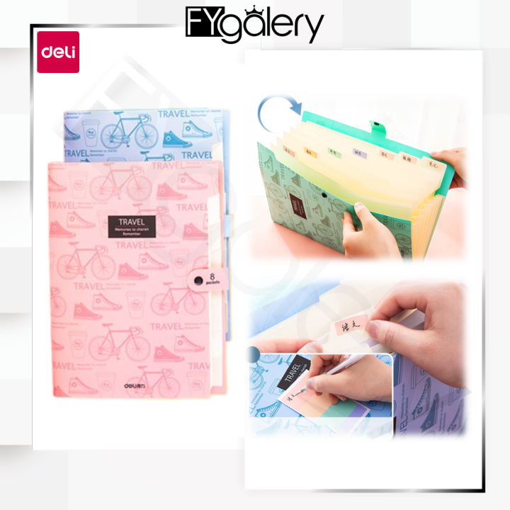 FYGALERY DELI025 Deli Expanding File / Map Folder Dokumen A4 8 Pocket Lucu Dengan Tab Index ...