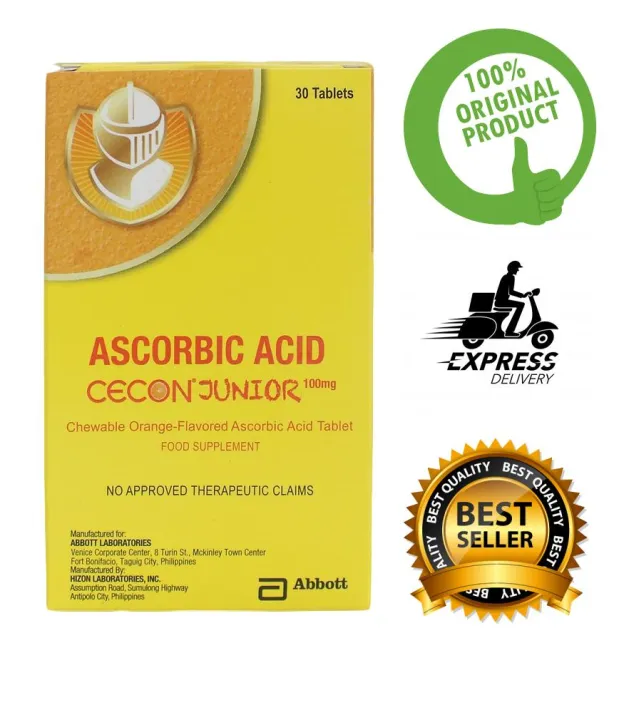 CECON JUNIOR Ascorbic Acid Chewables For Kids Orange Flavored 100mg 30 ...