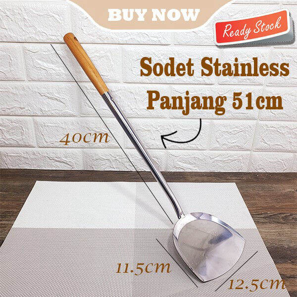 Sodet Stainless gagang Kayu 51cm kapsitas Sodet koki sodet panjang ...