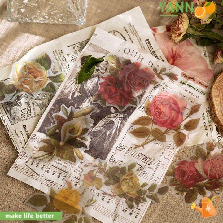 YANN1 60pcs/pack Flower Sticker DIY Good Viscosity Tracing Paper ...