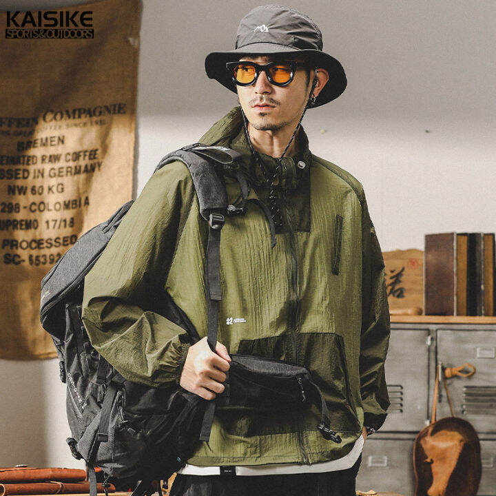 Kaisike เสื้อแจ็คเก็ตเดินป่ากลางแจ้งมีฮู้ดสำหรับผู้ชาย,เสื้อแจ็คเก็ตป้องกัน UV จากแสงแดดมีฮู้ด ...