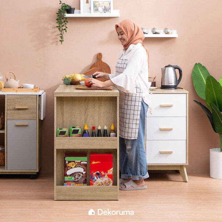 Dekoruma Isy Lemari Dapur dengan Meja Makan | Swivel Kitchen Island ...