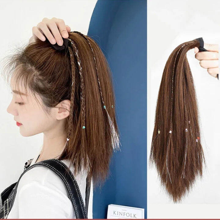 40cm Tổng hợp dài thẳng dài thẳng dễ thương kẹp dây rút tóc đuôi ngựa trong Kẹp tóc buộc tóc ...