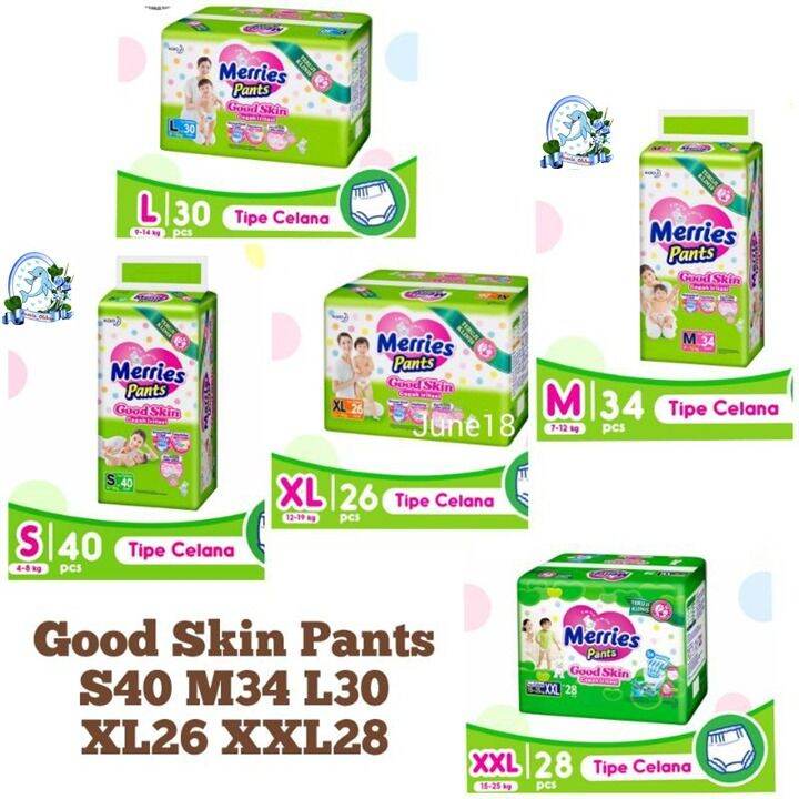 [COD] MURAH !! Pampers Bayi / Popok Bayi Merries Pants Good Skin S40 ...