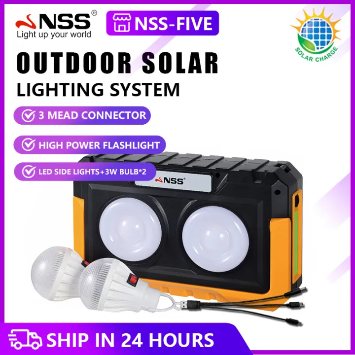 NSS Solar panel lighting kit Solar System with 3 LED bulbs & Emergency ...