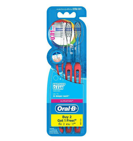 Oral-B UltraThin Pro Deep Clean Toothbrush Extra Soft 3s | Lazada