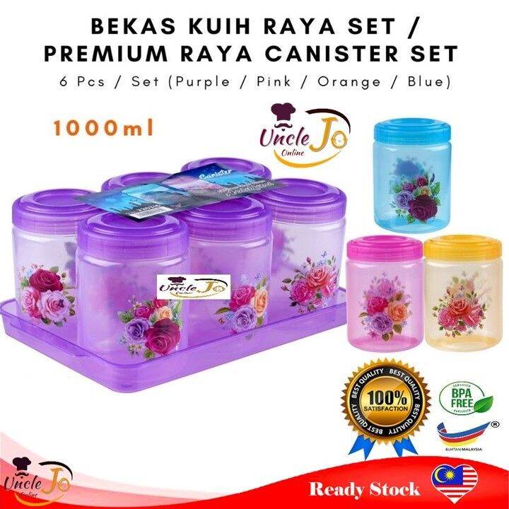 6pcs Container Set + 1pc Serving Plate | Bekas Kuih Raya | Botol Kuih ...