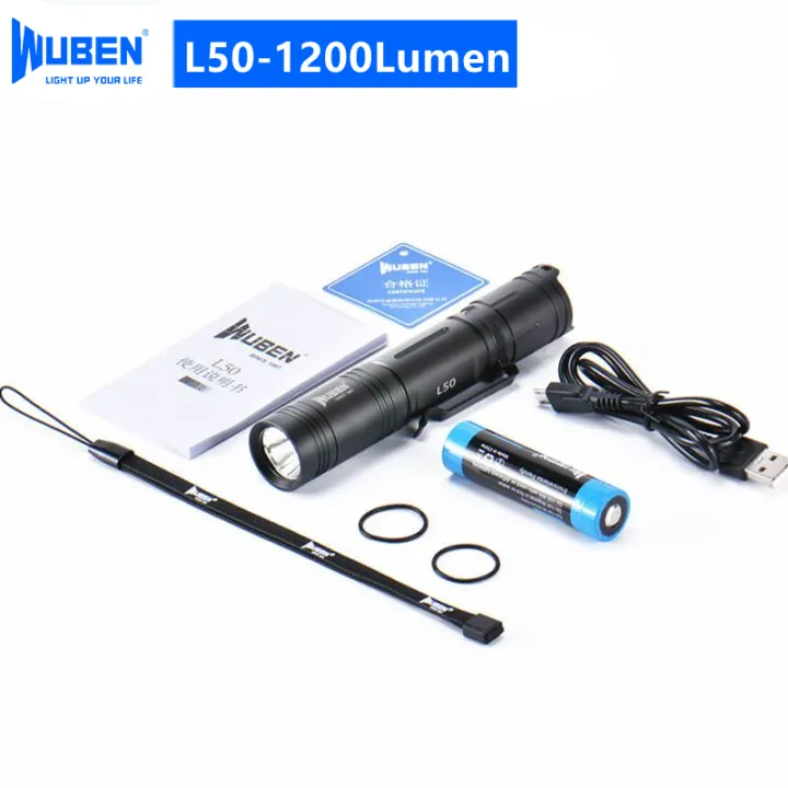 WUBEN L50 Flashlight 1200Lumens P9 LED USB Rachargeable With 18650 ...