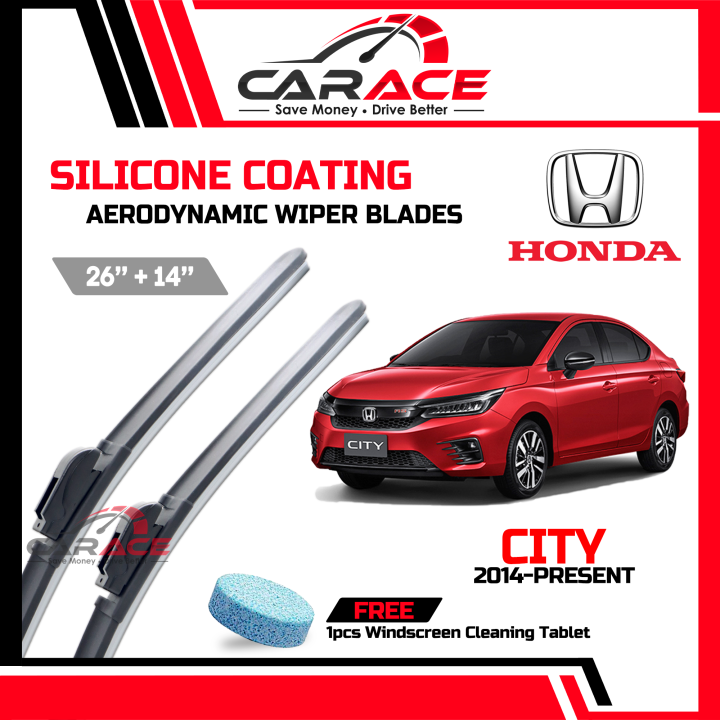 Honda City 2014-Present | CARACE Aerodynamic SILICONE Wiper Blades 26" 14" | Honda City Wiper ...