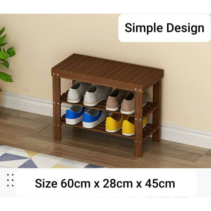Doorstep with 2 layer storage Shoe Rack Wood 60cm | Lazada PH